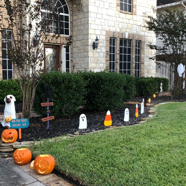 Candy Corn Halloween Wood Engraved Yard Art Fall Walkway Decor - Etsy