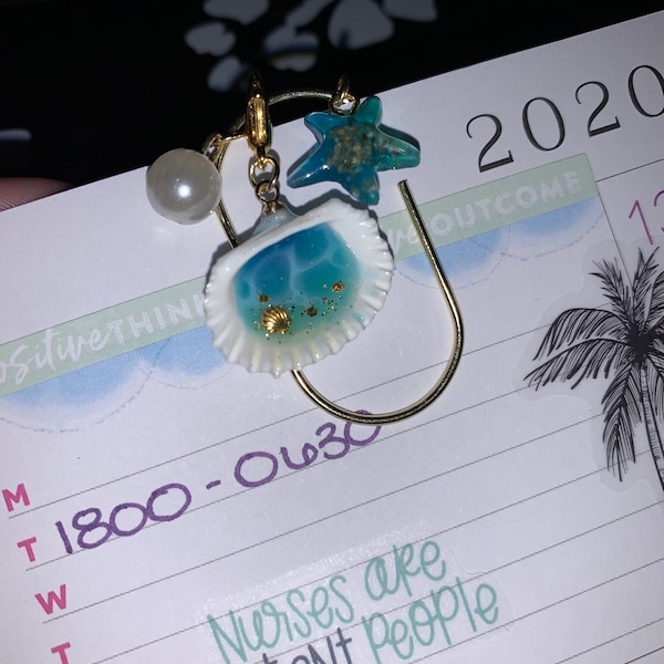 Seashell Planner Clip: Resin Starfish, Ocean Theme Page Holder - Etsy