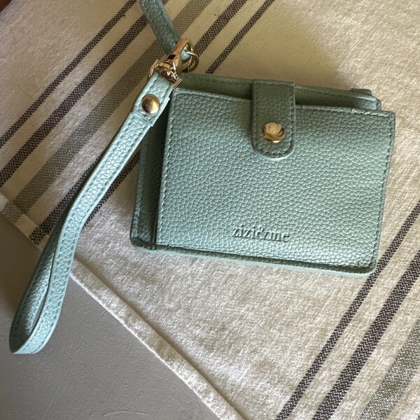 Vegan Leather Compact ID Wallet With Wristlet Attachment - Hollingworth ...