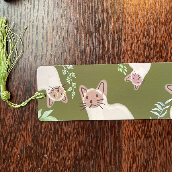 Cute Cat Bookmark, Cat and Plant Bookmark, Bookmarks With Tassel, Cat ...