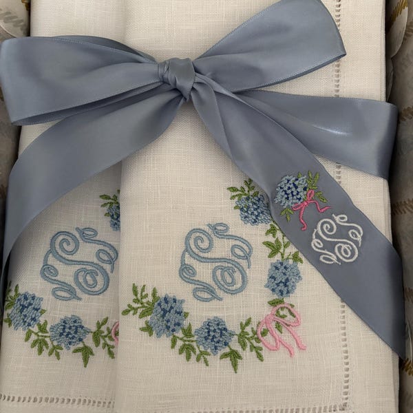 Embroidered Ribbon, Orchid Chinoiserie Pot Ribbon, Monogrammed Ribbon ...