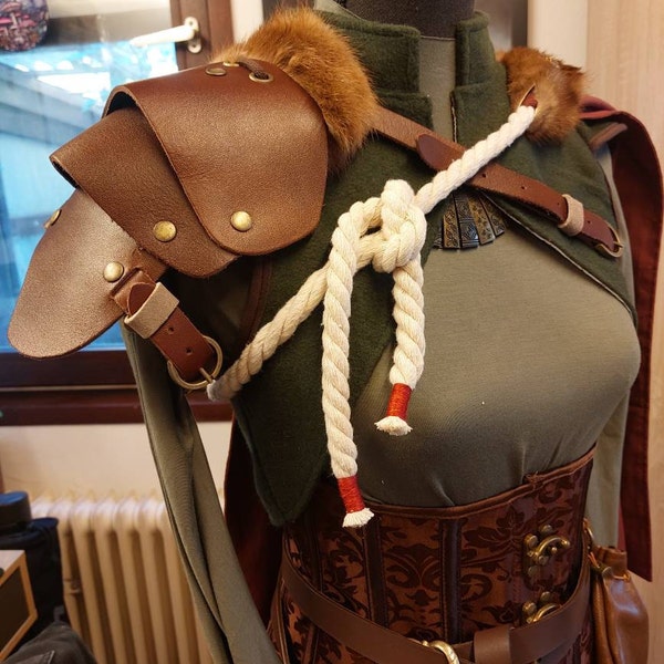 Costume Leather Set Larp Ranger, Pauldrons Gorget Bandolier Bracers ...
