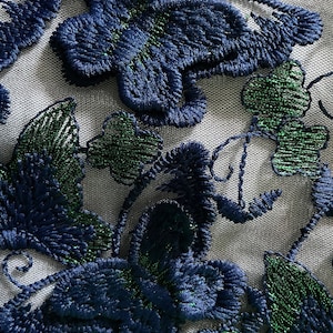 Lace Fabric Blue Fruit Gold Moon Star Floral Embroidery - Etsy