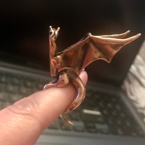 Finger Dragon or Perching Dragon Pendant in Bronze - Etsy