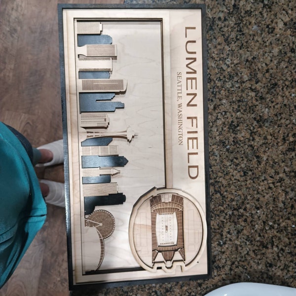 Laser Cut SVG Digital Cut File | Seattle, Washington Skyline and 3D Football Stadium - Etsy