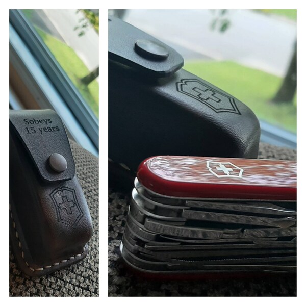Swiss Army Knife Sheath Handmade Genuine Leather Victorinox Swiss Champ ...