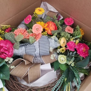 White Creamy Beige Wreath, Large 30 Inch Spring, Designer Farmhouse ...