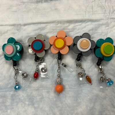 Stripes and Cracked Crystal Charm, Badge Reel Charm, Clip-on Bead Charm ...