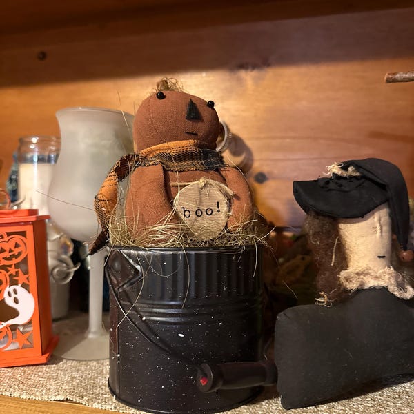 Primitive Country Pumpkin in a Bucket - Pumpkin Fall Doll, Harvest ...