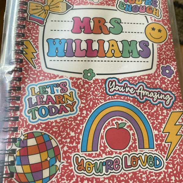 Personalized Teacher Notebook Name, Custom Teacher Spiral Ruled Line ...