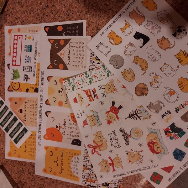 2025 Cat Calendar Planner Stickers, Calendar Planner Stickers, Monthly ...