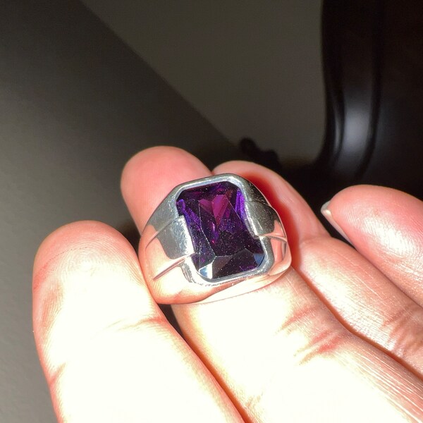 Amethyst Men Ring, Purple Stone Ring, Handmade Silver Ring, Amethyst ...