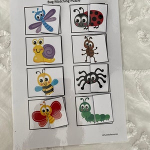 Bug Matching Puzzle, Montessori Homeschool Activity (digital Download ...