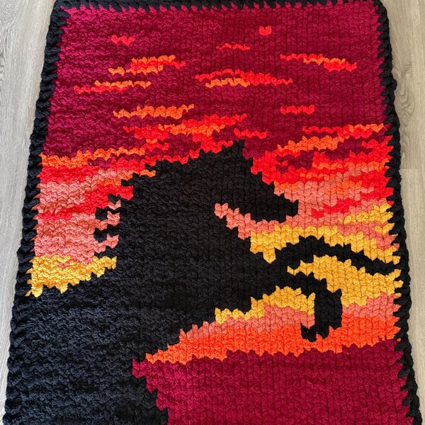 Fisherman With Bass - Finger Knitting / Chunky Knit Blanket Pattern - Etsy