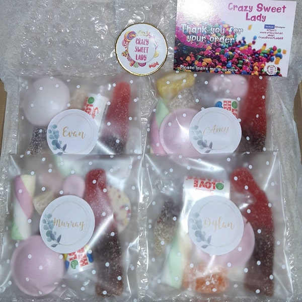 Party Favour Sweet Bags Filled With Gummy Sweets - Personalised ...