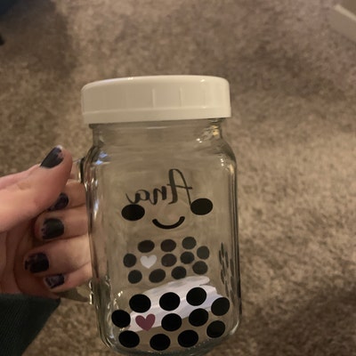 Personalized Boba Mug With Lid and Heart-shaped Straw. Bubble Tea. Boba ...