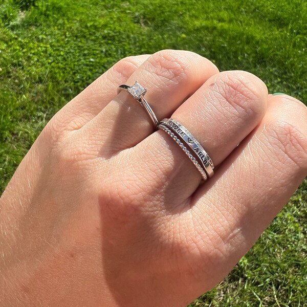 Hand Stamped Sterling Silver Band Ring, Personalised Ring, Mummy Ring ...