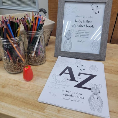 Expanded ABC and 123 Baby Shower Coloring Book Animal Alphabet and ...