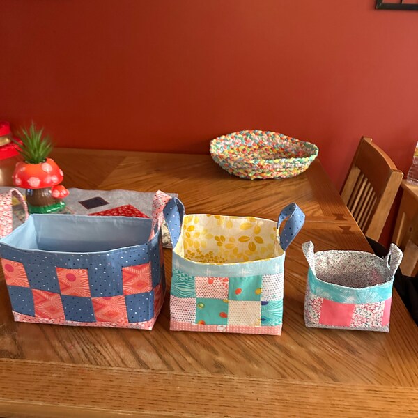 PDF Patchwork Fabric Basket PATTERN, Mini Charm Friendly, Three Sizes ...