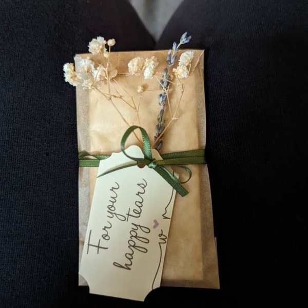 For Your Happy Tears, Tissue Favor, Handkerchief Favor, Wedding Tag ...