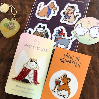 Queen Cat Enamel Pin and Sticker Set - Etsy