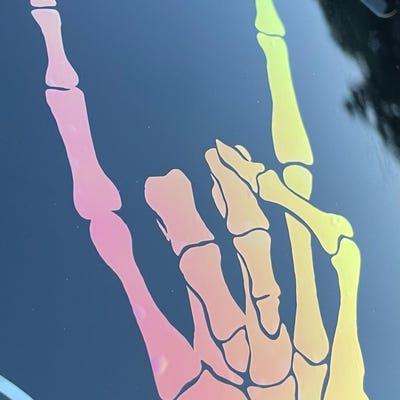 Skull Hand Rock on Sign Skeleton Hand Rock on Skull Hand Vinyl Decal ...