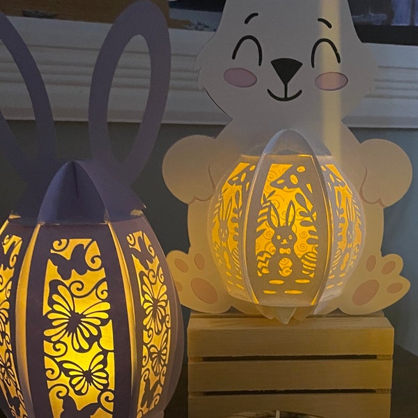 Rabbit Egg Bunny Lantern PDF, SVG, Studio Template - Bunny Easter Egg ...