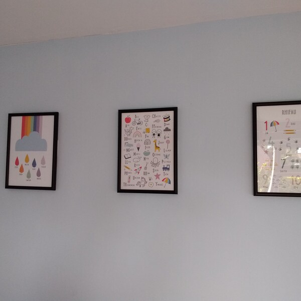 Rhifau WELSH Number Print Welsh Nursery Wall Art Welsh Art Cymraeg ...