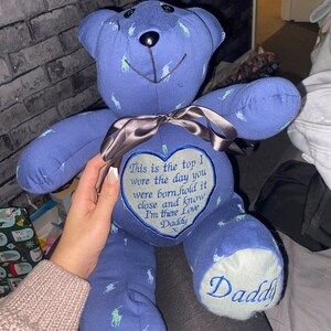Memory Bear Handmade Personalised Keepsake Remembrance Bereavement Bear ...