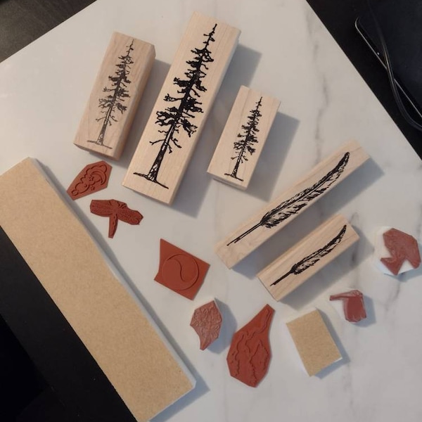 Pine, Sequoia, Redwood Tree Rubber Stamp Wood Mounted 5 1/4th Inches ...