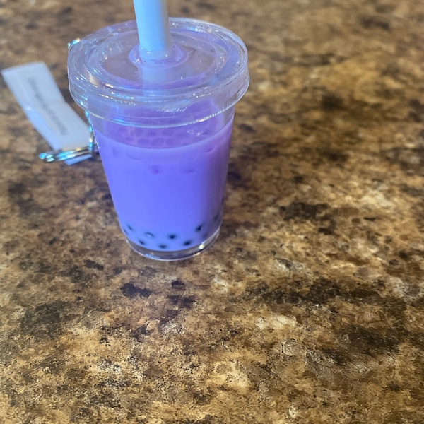Custom Boba Milk Tea Liquid Drink W/ Ice Keychain | Matcha Milk Tea ...