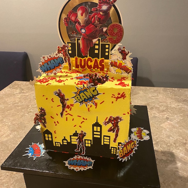 Iron Man Cake Topper, Cake Topper Gold, Iron Man Party, Iron Man ...