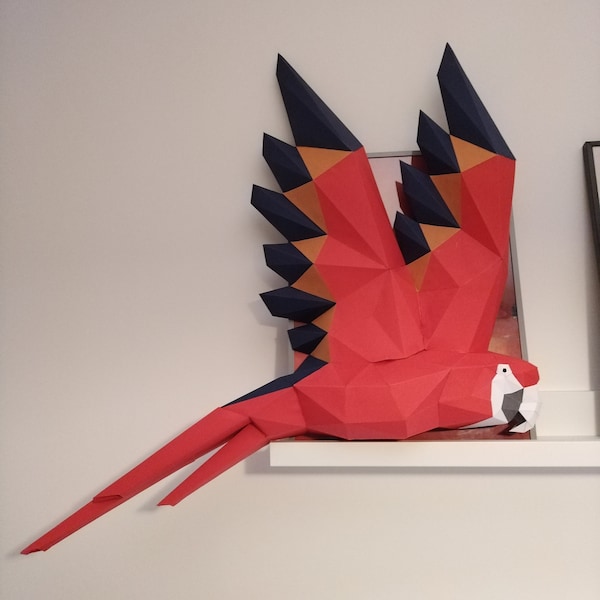 Macaw Wing Wall, Parrot, Paper Craft, Digital Template, Origami, Macaw ...