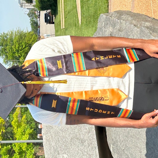 Student Athlete Sublimated Graduation Stole/ Sash (white/navy/black) - Etsy