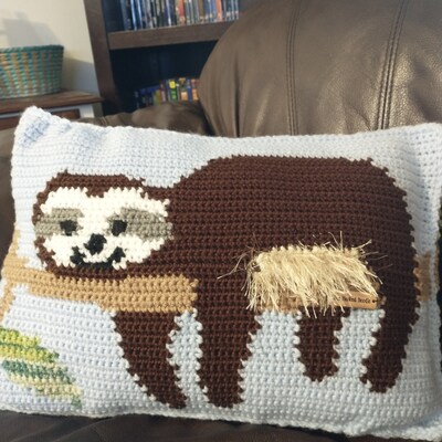 Crochet Pillow Pattern, Sloth Pillow, Crochet Sloth Pattern, Sloth ...