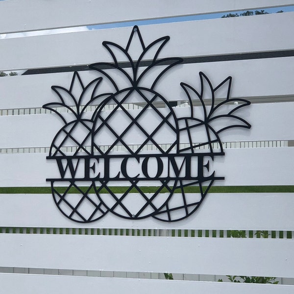 Pineapple Metal Sign, Personalized Family Name Metal Sign, Housewarming ...
