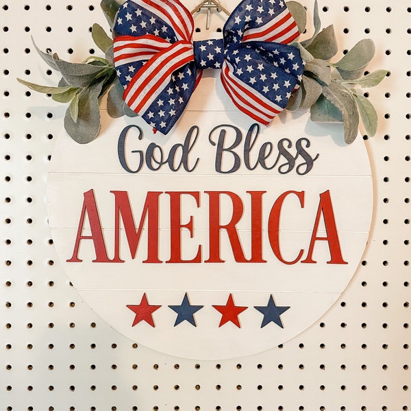 God Bless America Round Sign SVG, Round Sign for Door Download, Round ...