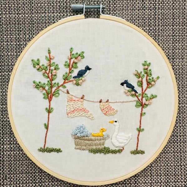 PDF Pattern - 8" Spring Cleaning - Step by Step Beginner Embroidery ...