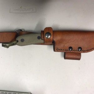 ESEE 4 Handmade Leather Dangler Loop and Firesteel Side Carry Sheath ...