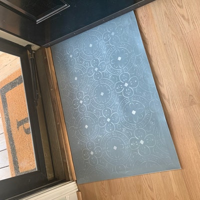 Floorcloth Area Rug in Chalky Blue prima Donna Design. Hand Painted ...