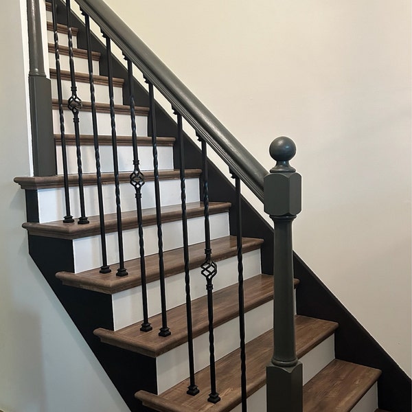 Satin Black Wrought Iron Balusters for Stairs - Etsy