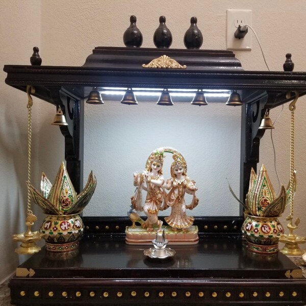 36x16,pooja,table,mandir,ganesha,hindu,temple,wood,home,decor,bells ...