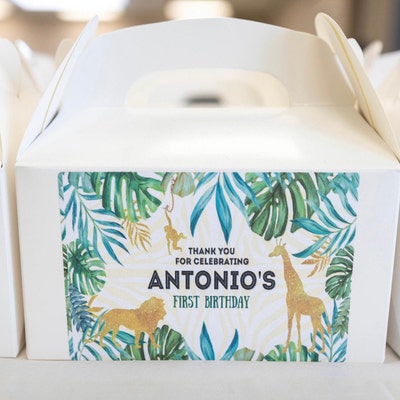 EDITABLE Jungle Gable Gift Box Labels. Handle Favor Takeway Box ...