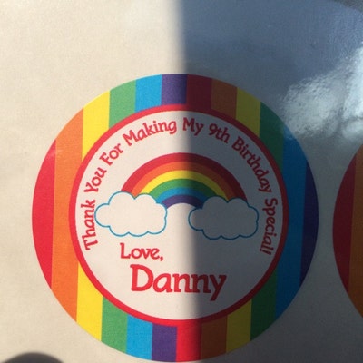 Rainbow Personalized Stickers, Colorful Birthday Personalized, Party ...