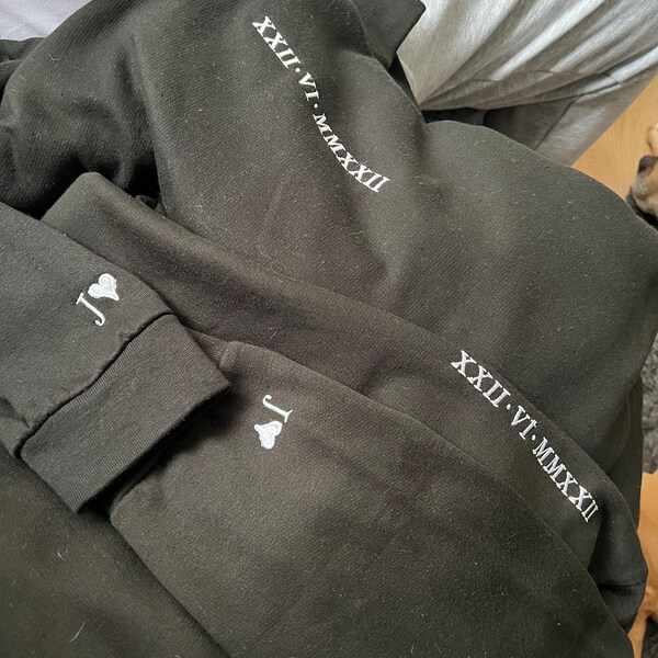 Custom Date Embroidered Hoodie, Roman Numeral Anniversary Gift - Etsy UK