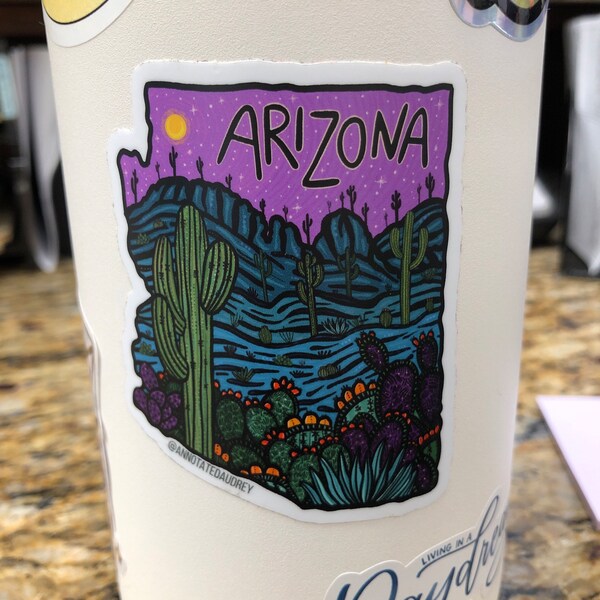 Vinyl Sticker | Purple Arizona Weatherproof Decal Cactus Sticker - Etsy