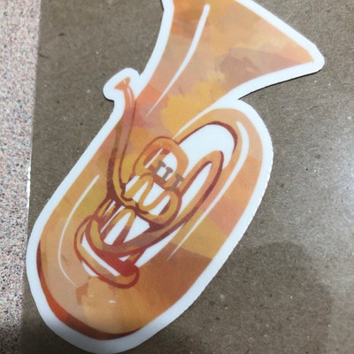 Tuba Sticker I Love Music Music Instrument water Bottle Decal Laptop ...