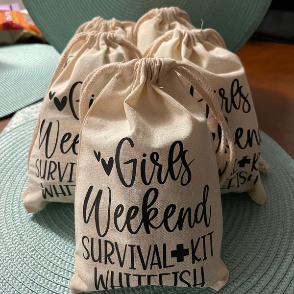 Girls Weekend Survival Kit, Hangover Kit Bags, Bachelorette Party, Girl ...