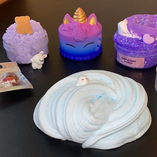 Dragon Fruit Slime Clear Jelly Slime With Foam Cubes Slime for Birthday ...