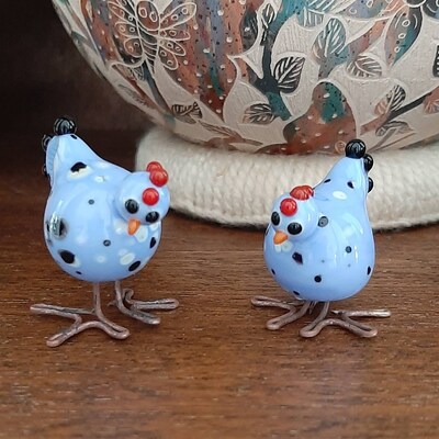 Glas Miniatuur Kippen Duo Verzamelobjecten Pasen Decoratie Miniatuur ...